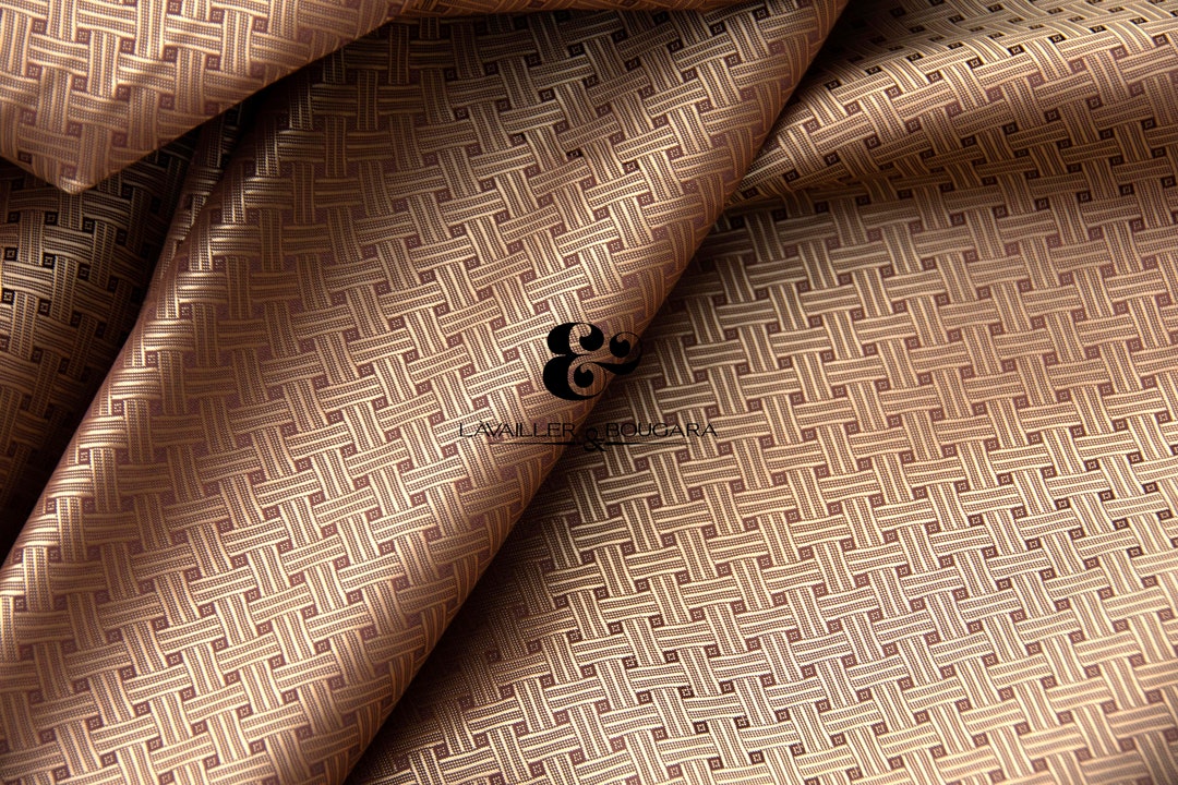 Swatch of Brown Gold Bronze Cross Hatch | Jacquard Lining Fabric ...