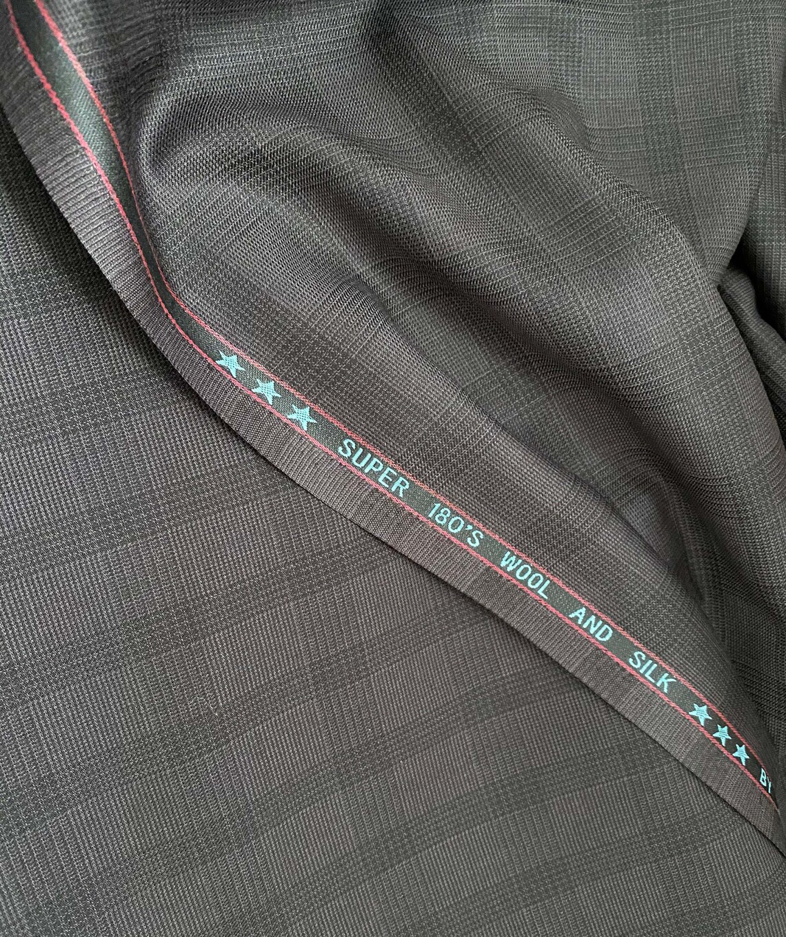 Grey Black Super 180s Glen Check Wool Silk Jacquard Lining - Etsy