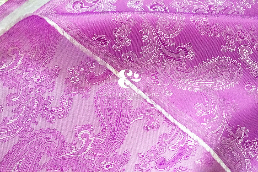 Pink White Light Paisley | Jacquard Lining Fabric - Custom Cut by the ...