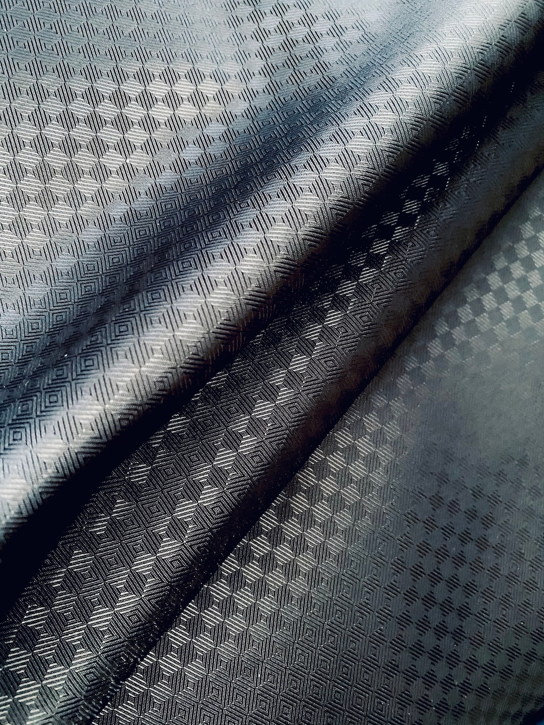 Black Dark Checkerboard | Jacquard Lining Fabric - Custom Cut by the ...