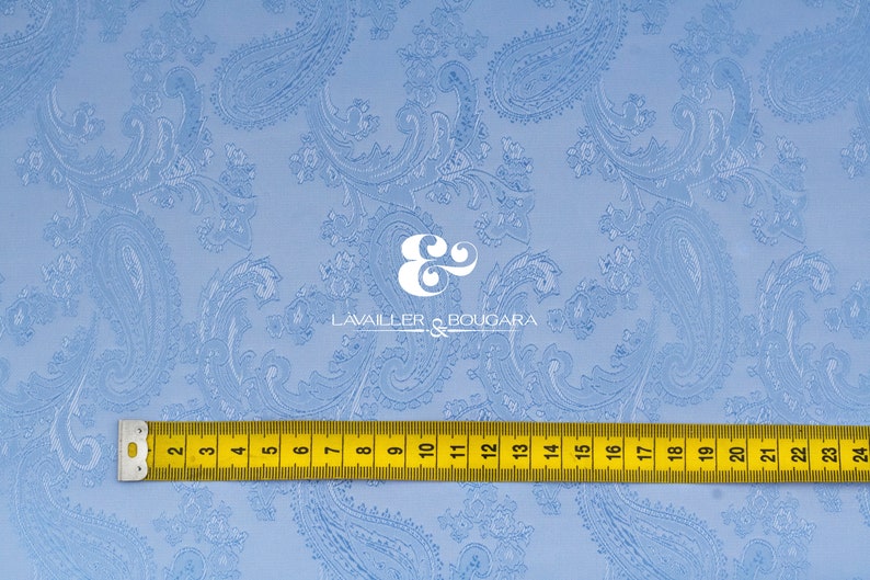Light Blue Paisley | Jacquard Lining Fabric - Custom Cut by the Yard ...