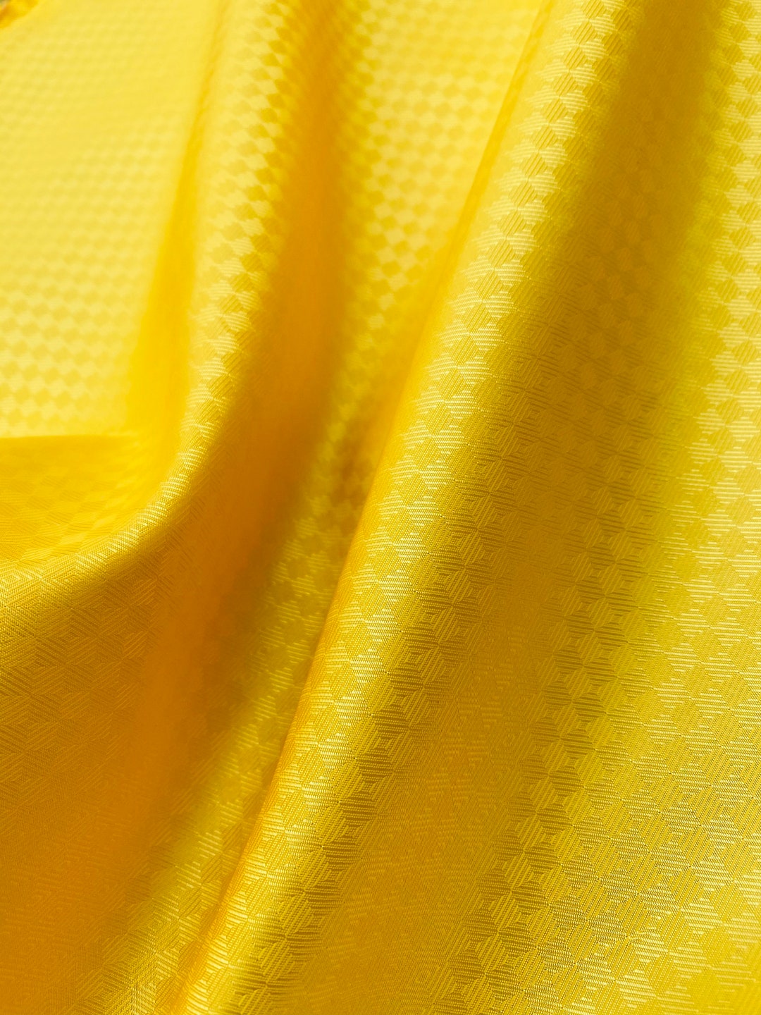 Yellow Bright Checkerboard | Jacquard Lining Fabric - Custom Cut by the ...