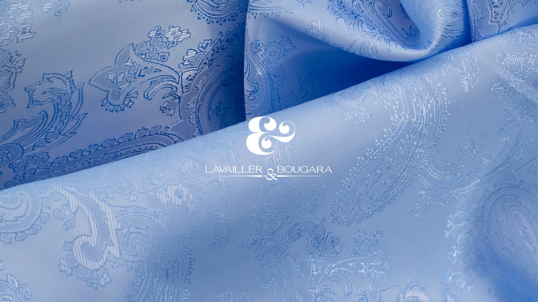 Light Blue Paisley | Jacquard Lining Fabric - Custom Cut by the Yard ...