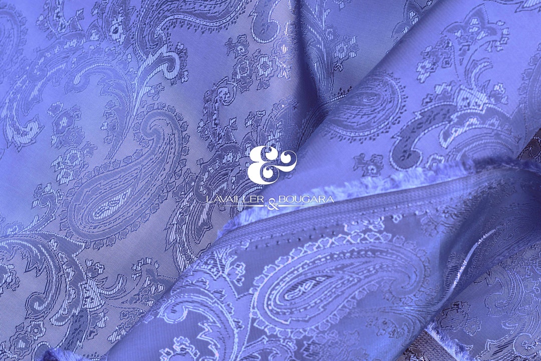 Blue Light Muted Paisley | Jacquard Lining Fabric - Custom Cut by the ...