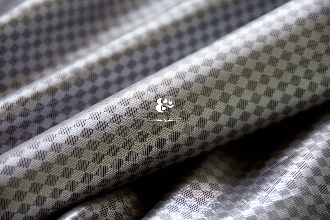 Silver Checkerboard | Jacquard Lining Fabric - Custom Cut by the Yard ...
