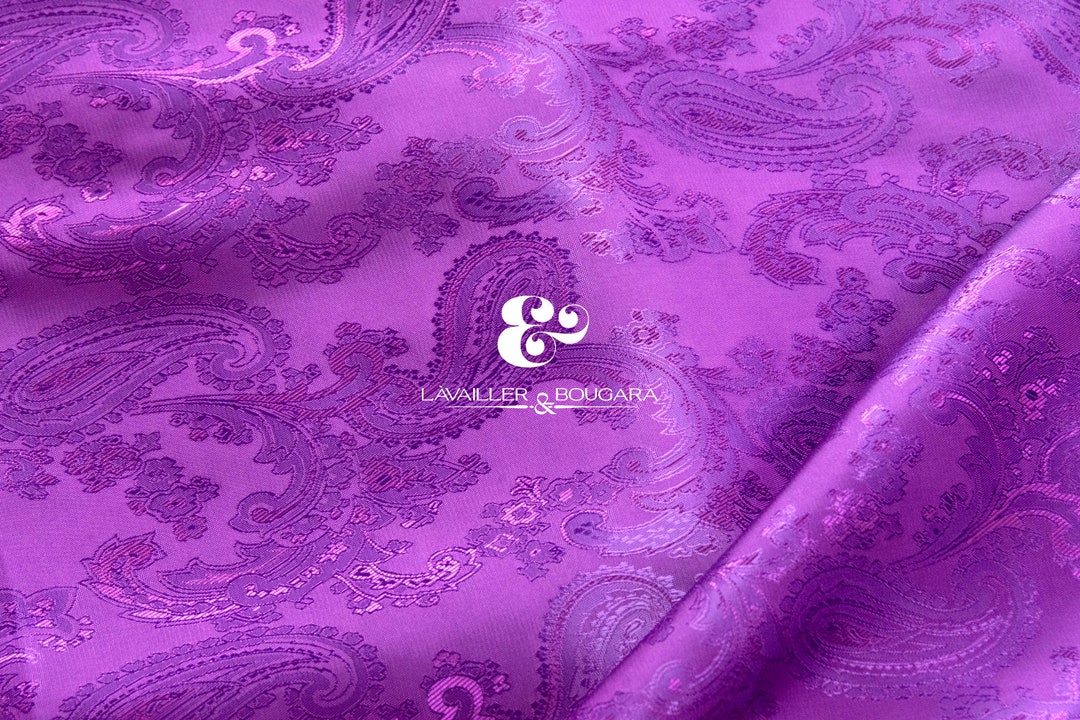 Violet Purple Vibrant Paisley | Jacquard Lining Fabric - Custom Cut by ...