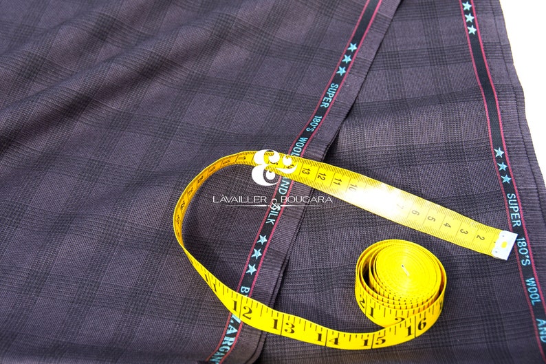 Grey Black Super 180s Glen Check Wool Silk | Jacquard Lining Fabric ...