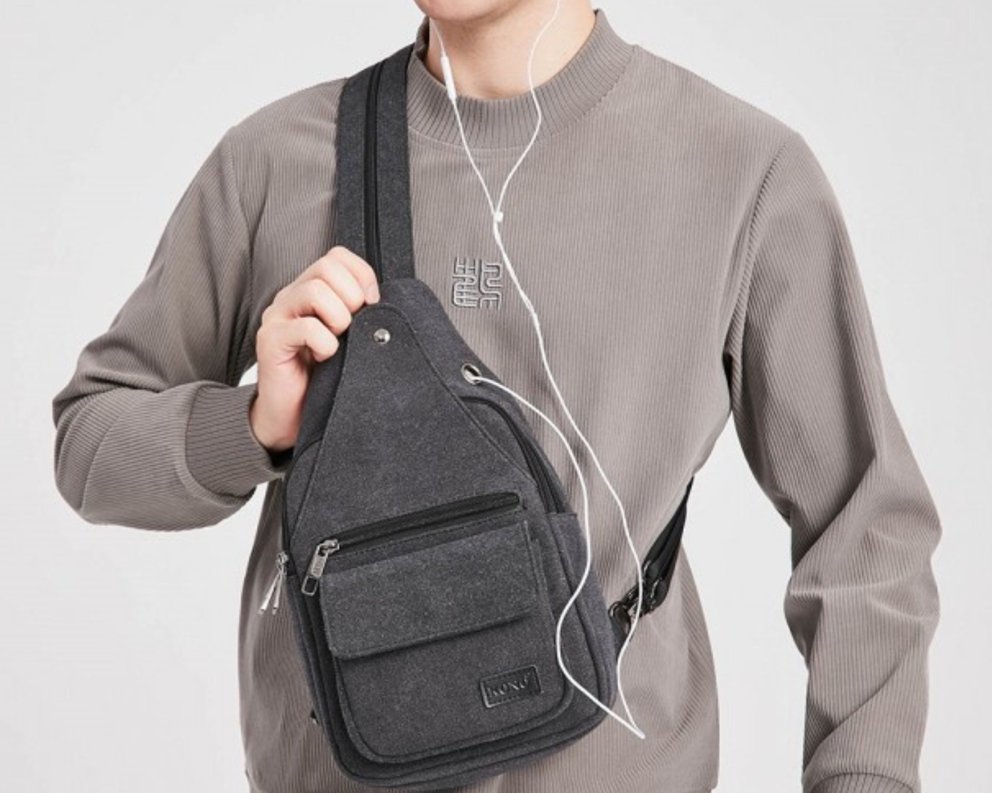 Minimalist Single Shoulder Backpack, Cotton Canvas Backpack, Crossbody ...