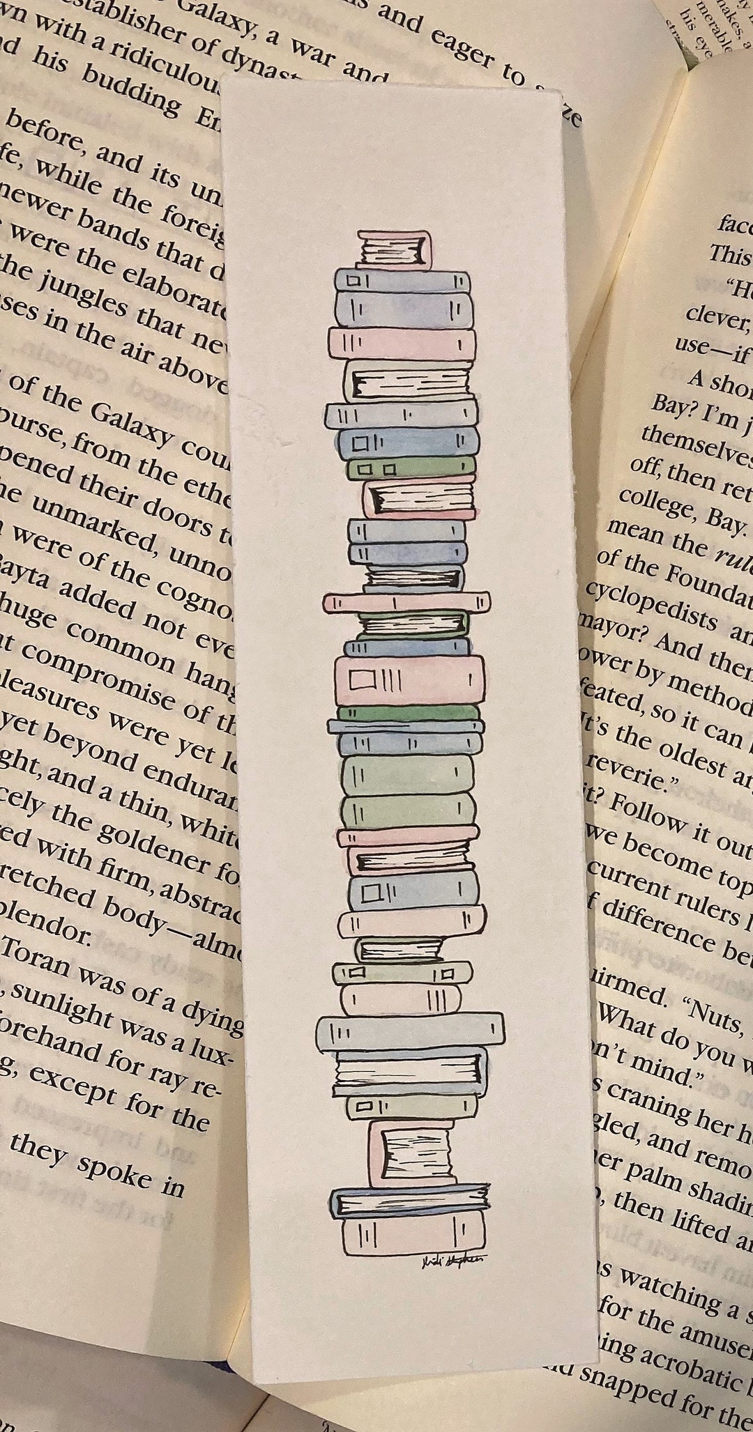 Stack of Books Bookmarks - Etsy