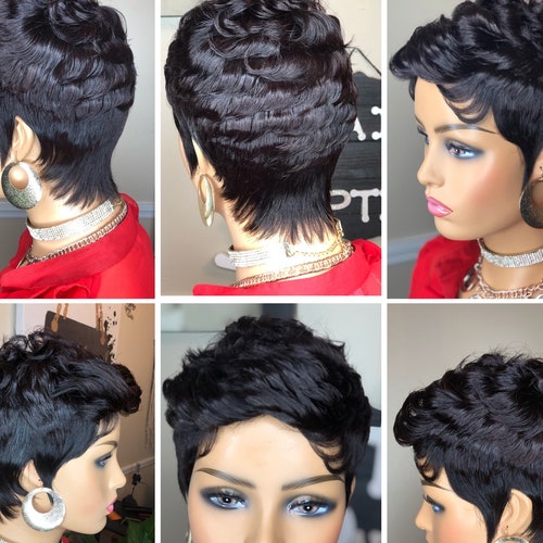ON SALE // Short Razor Cut Full Wig Pixie Cut Hairstyle 100% | Etsy