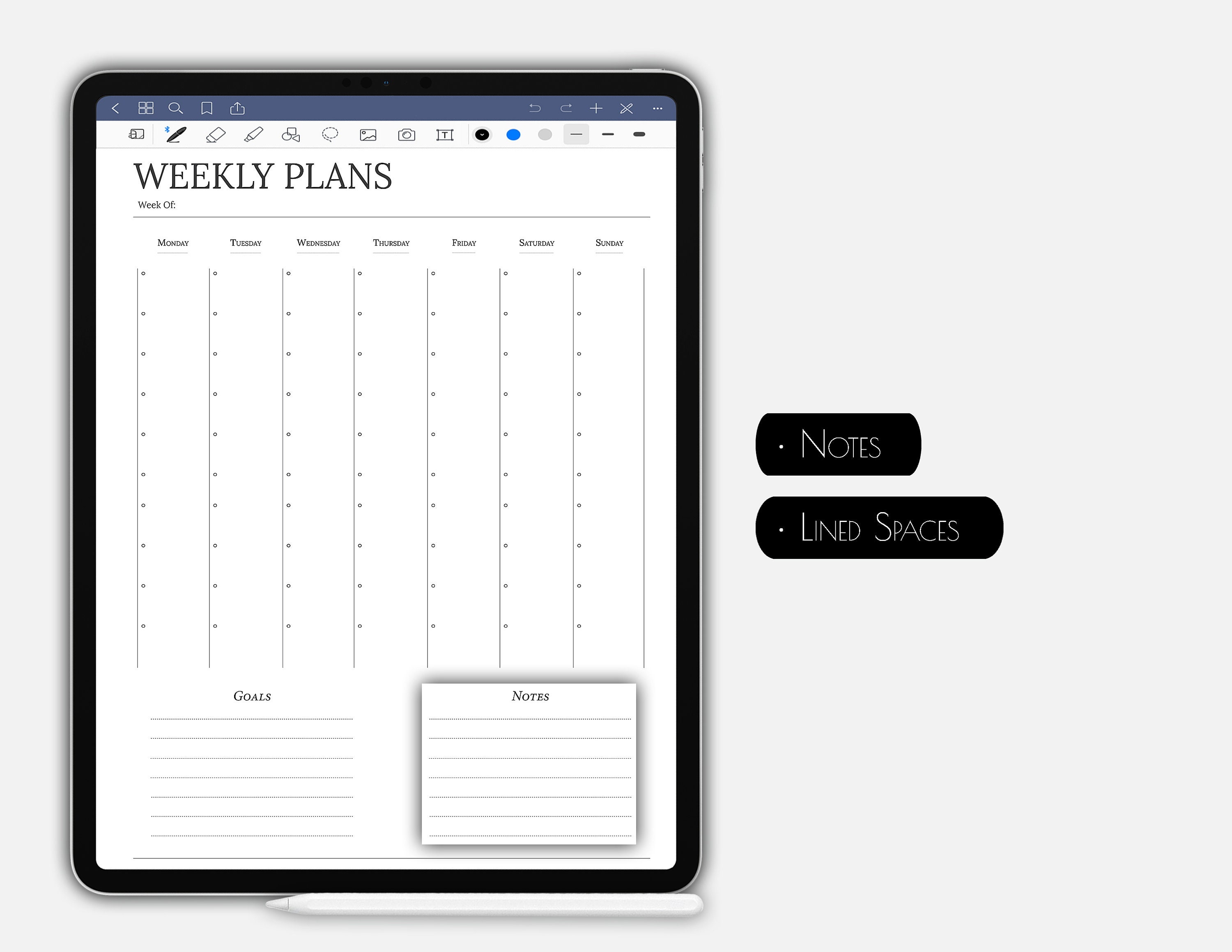 Bullet Point Weekly Digital Planner GoodNotes Planificador | Etsy