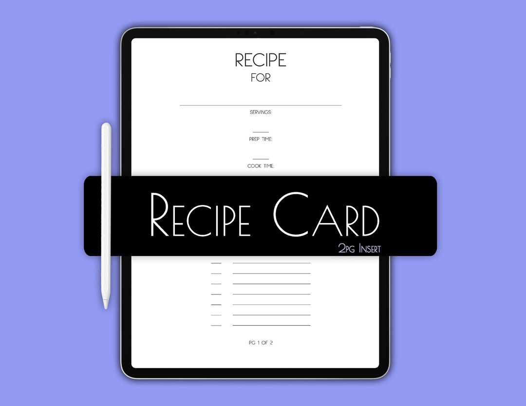 Digital Recipe Card Goodnotes Notability Compatible Template - Etsy