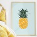 Tropical Pineapple Art Print: Colourful Blue Kitchen Wall Decor - Etsy