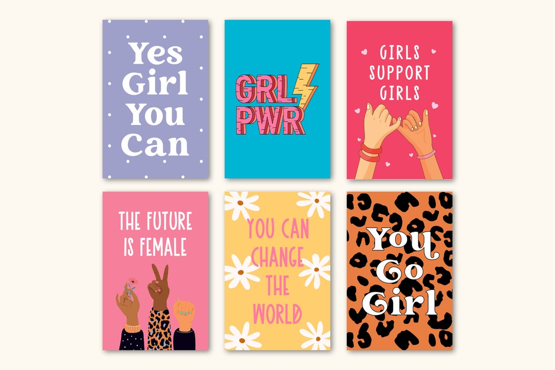 Feminist Postcards, Postcard Set, Pack of 6 / Pack of 12, Girl Power ...