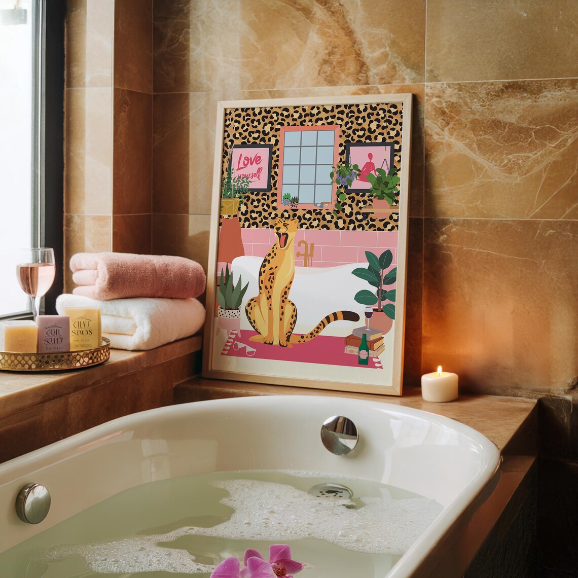 Leopard Bathroom Wall Art: Playful Statement Wall Decor - Etsy