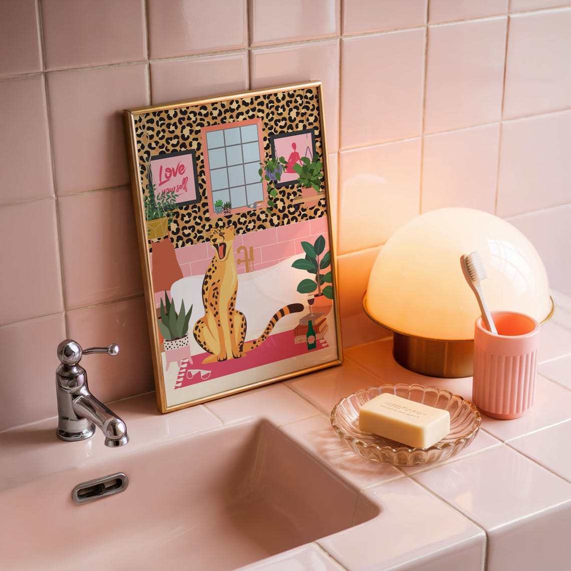 Leopard Bathroom Wall Art: Playful Statement Wall Decor - Etsy