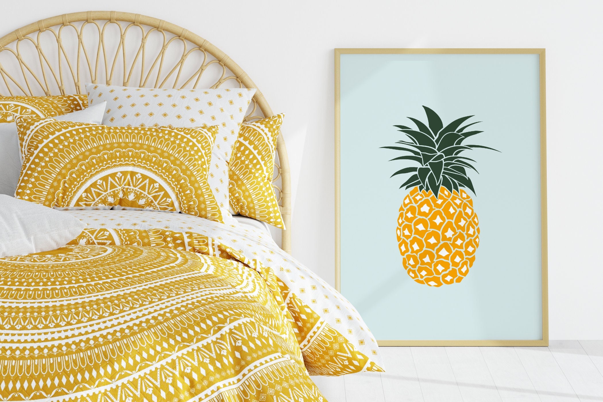 Tropical Pineapple Art Print: Colourful Blue Kitchen Wall Decor - Etsy