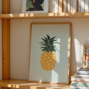 Tropical Pineapple Art Print: Colourful Blue Kitchen Wall Decor - Etsy