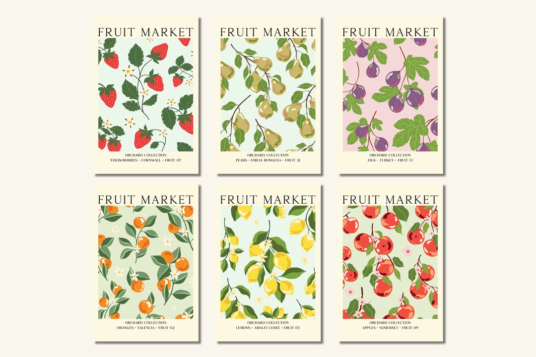 Fruit Market Postcard Pack, Pack of 6 / Pack of 12, A6 Blank Notecards ...