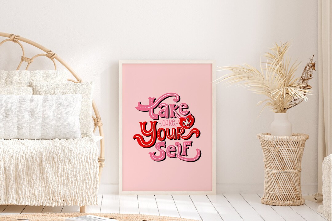 Self Love Text Print in Pink and Red, Unframed A4-A1, 8x10-24x36 ...