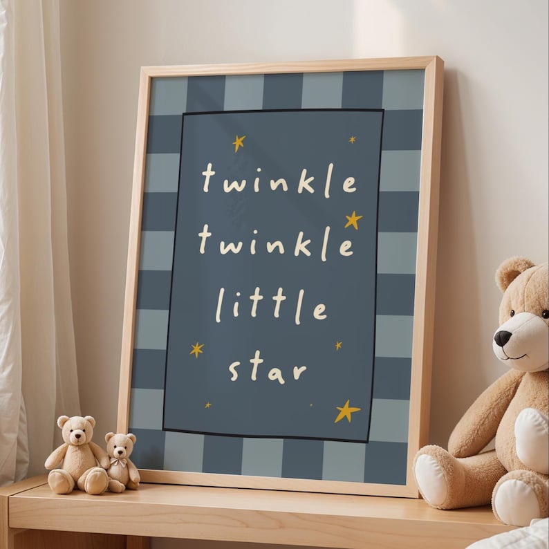 Blue Starry Sky Nursery Print: Twinkle Twinkle Little Star - Etsy