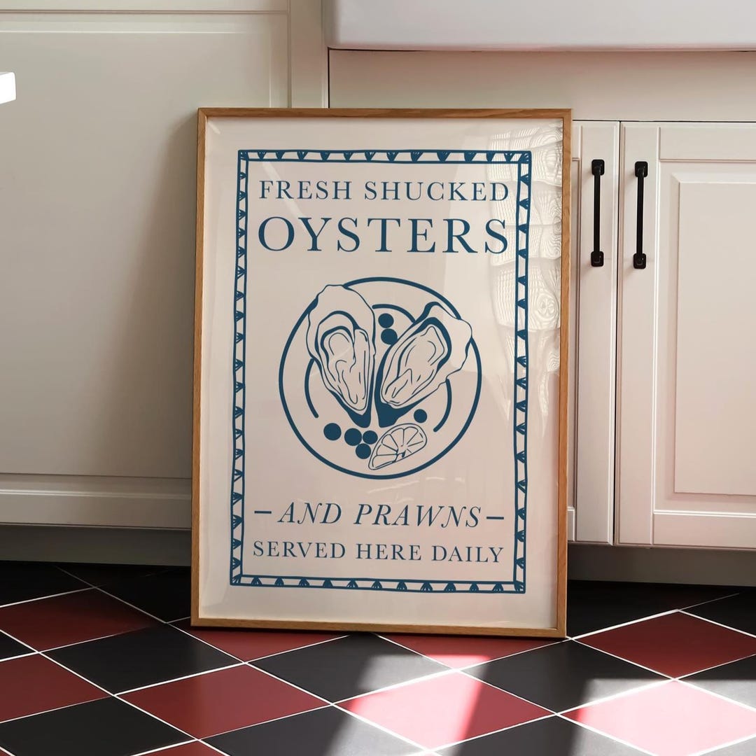 Oyster Kitchen Print: Vintage Coastal Seafood Poster - Etsy