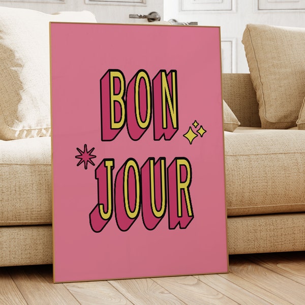 Bonjour Print - Etsy UK