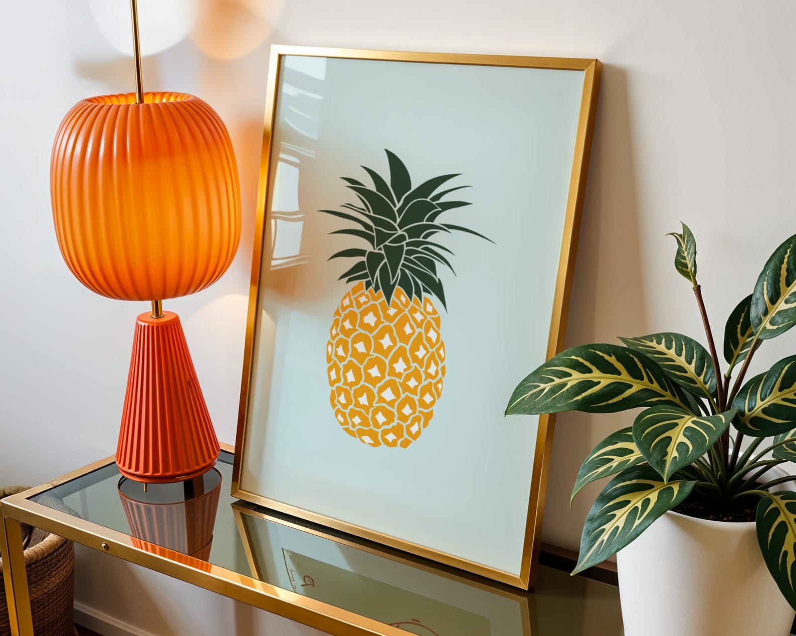 Tropical Pineapple Art Print: Colourful Blue Kitchen Wall Decor - Etsy