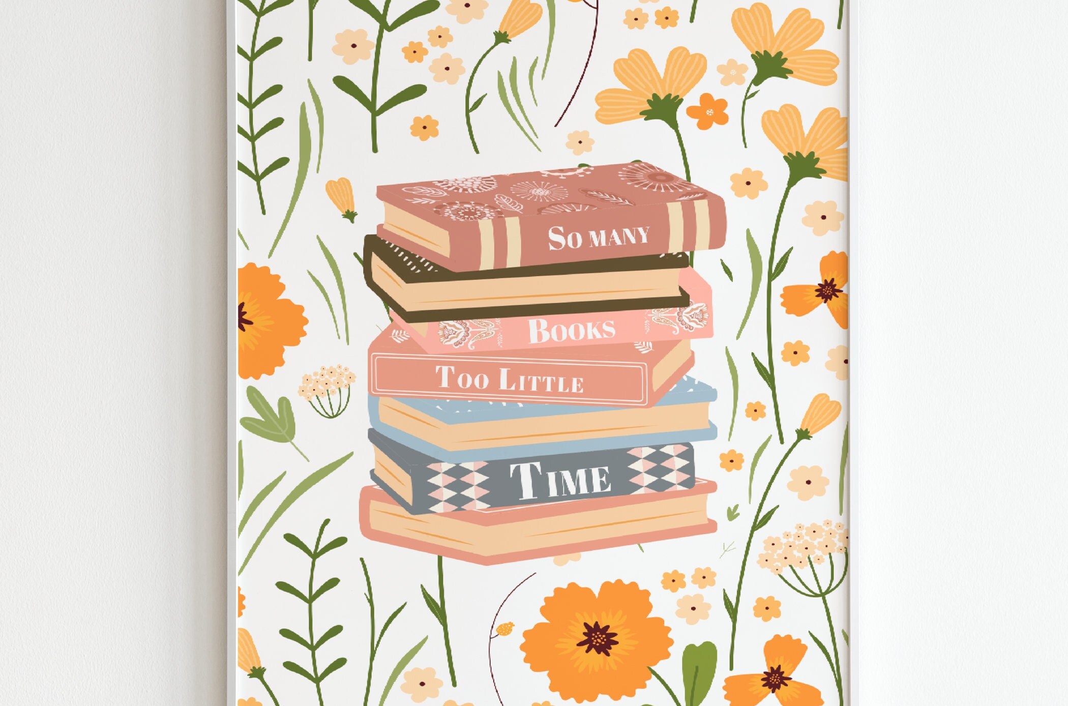 Book Art Print Literary Print so Many Books Too Little | Etsy UK