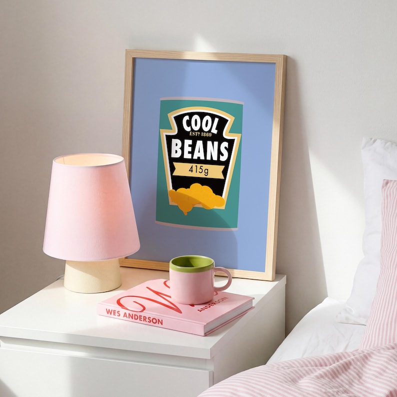 Stampa Cool Beans: Fagioli al forno blu, arte retrò da cucina - Etsy Italia