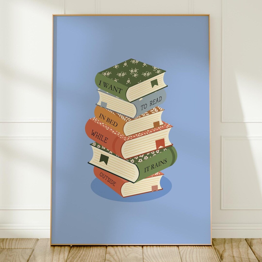 Blue Book Stack Print: Funny Reading Quote Poster, Book Nook Decor - Etsy