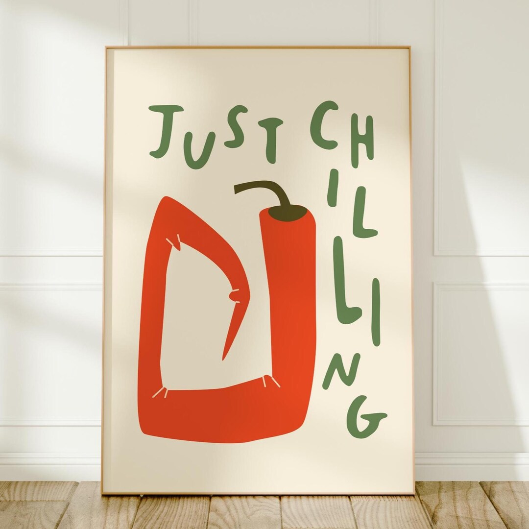Retro Chilli Wall Art, Kitchen Prints, Chilli Pepper Print, Spicy Food ...