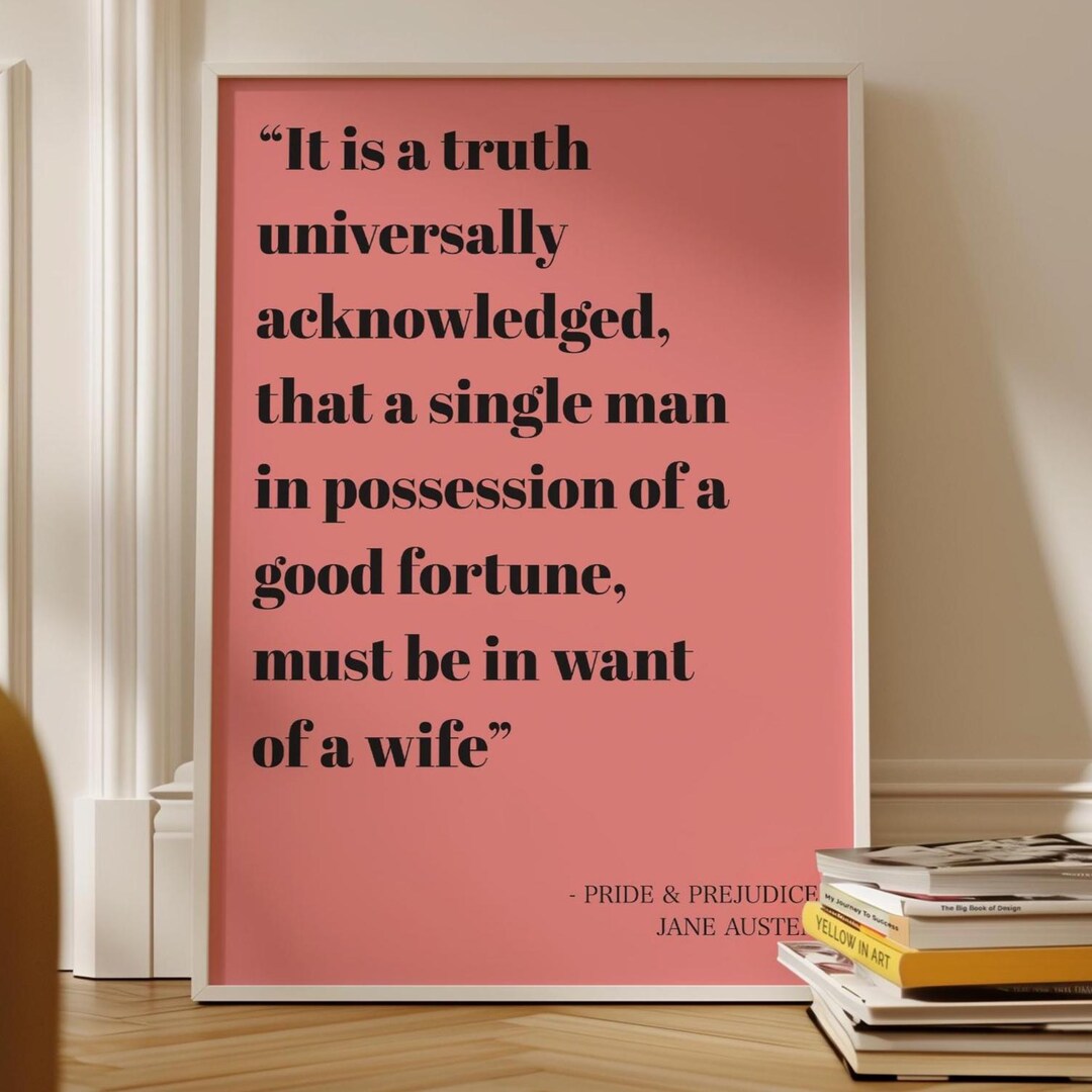 Pride & Prejudice Quote Print: Jane Austen Bookish Wall Art - Etsy