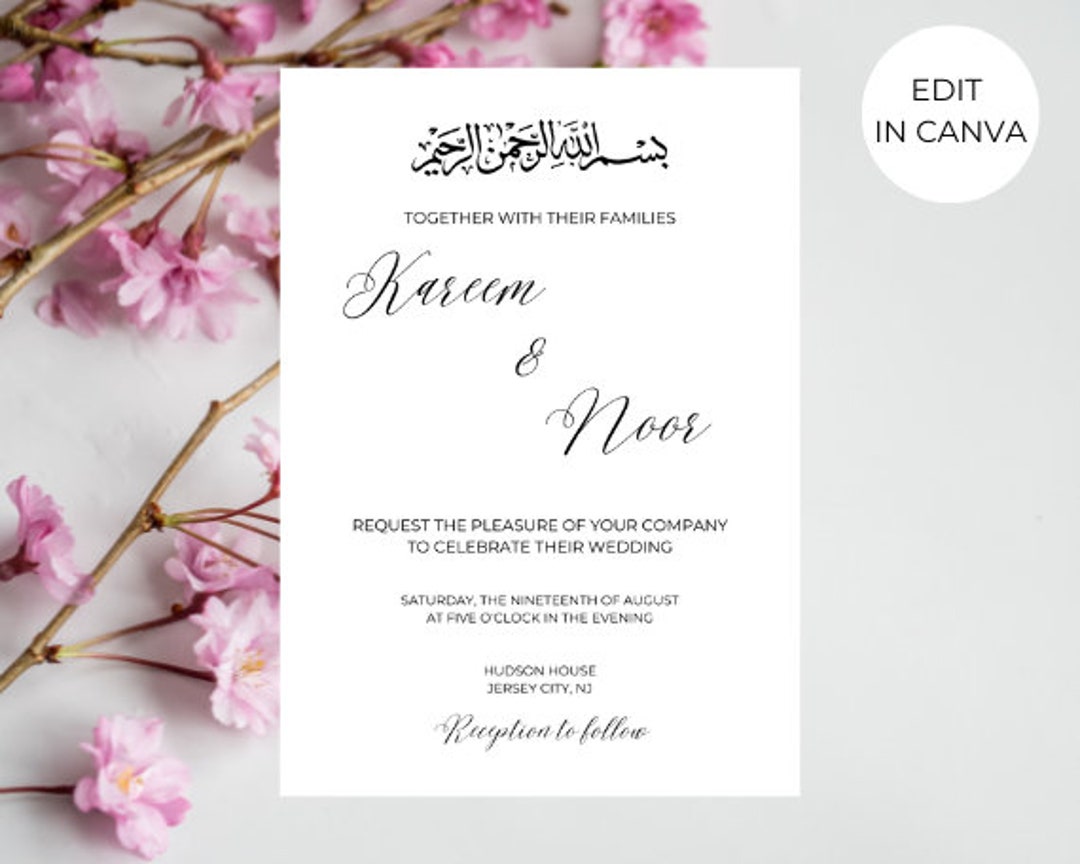 Modern Islamic Wedding Invitation - Editable, Printable Digital ...