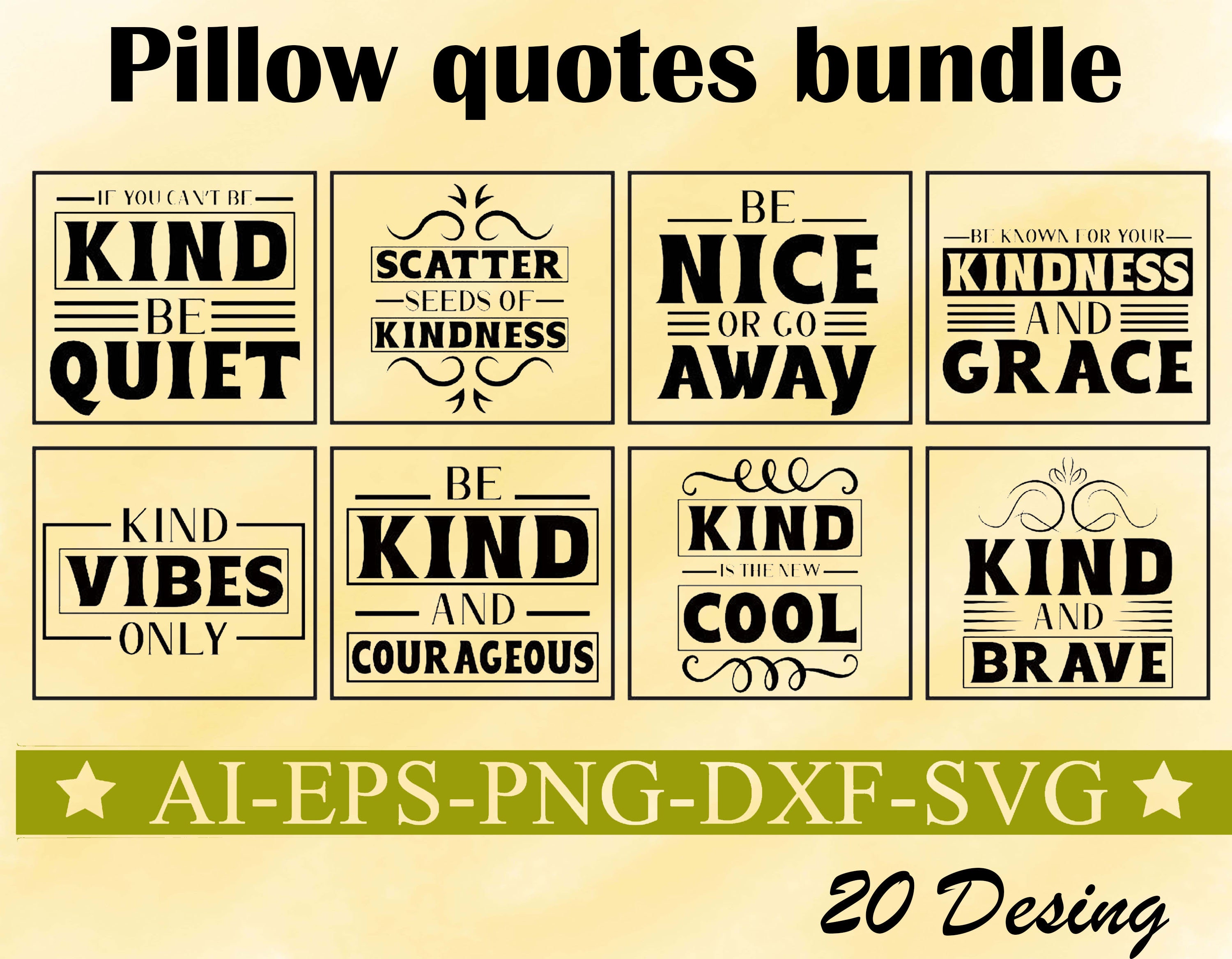 Pillow Quotes SVG Bundle 20 Designs - Etsy