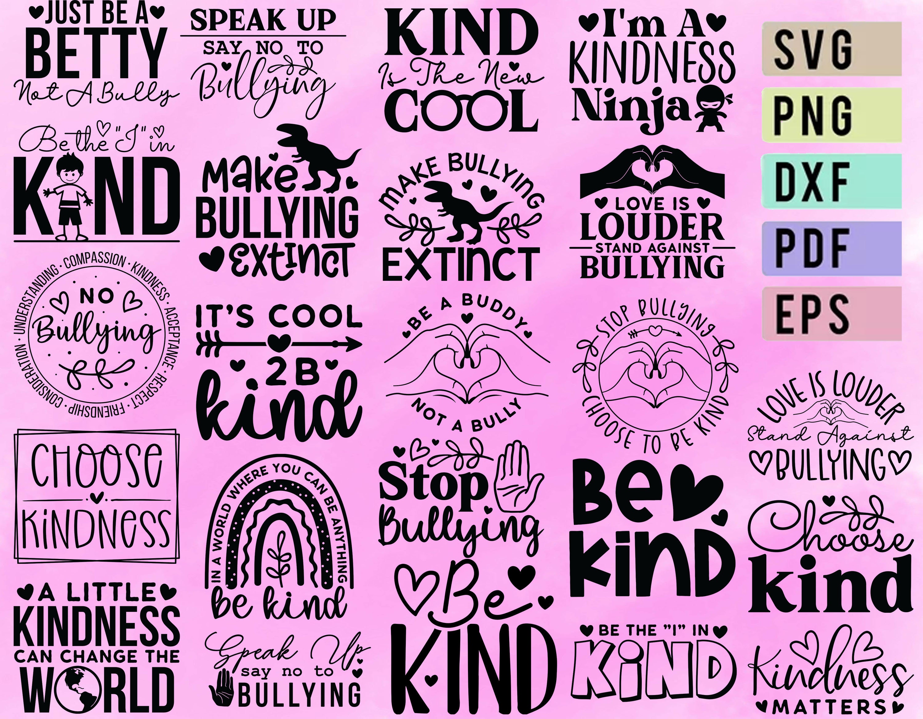 Anti Bullying SVG Bundle 25 Designs - Etsy Australia