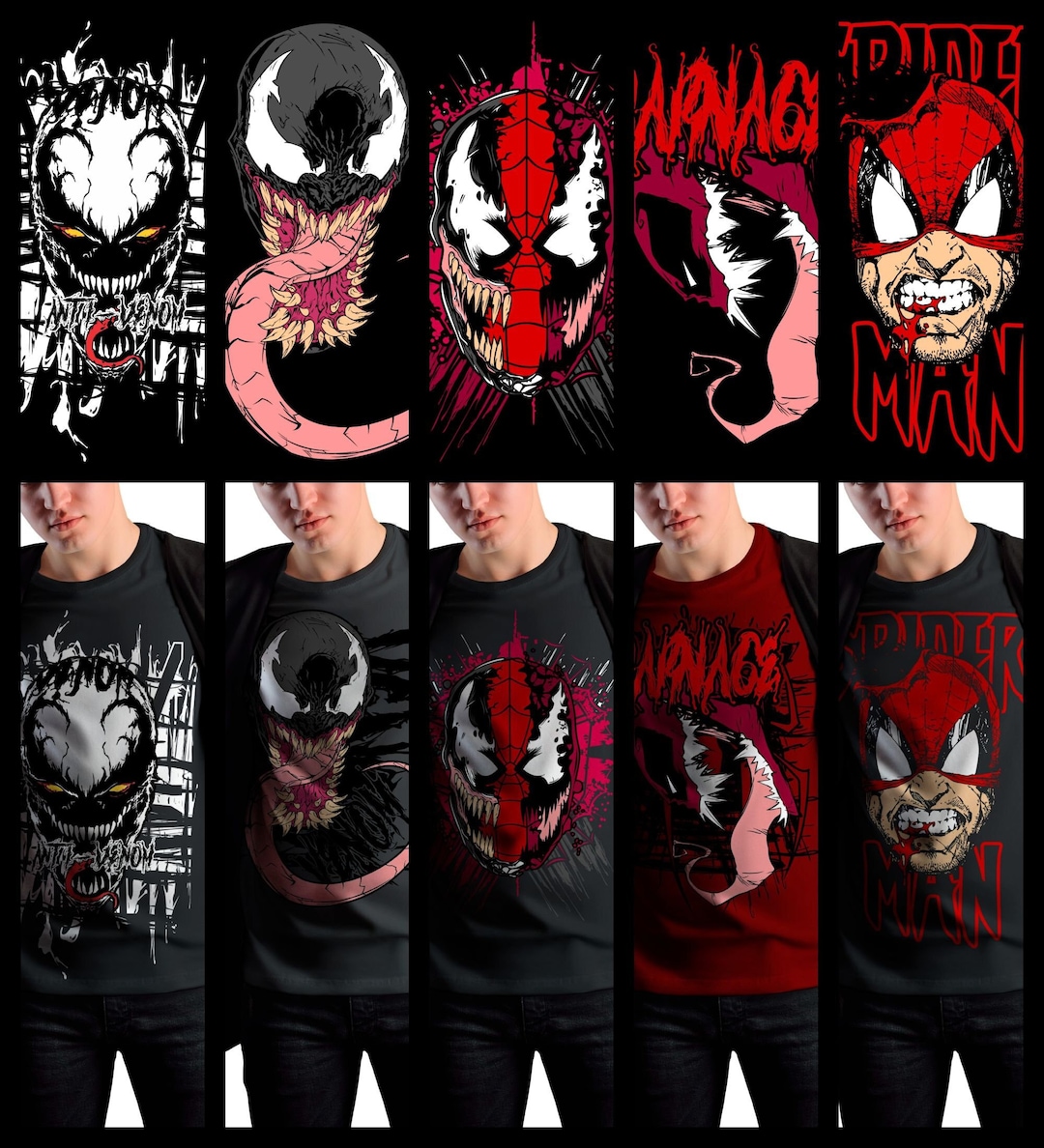 5 Spiderman, Venom, Carnage and Variants Vectors, High Resolution PDF ...