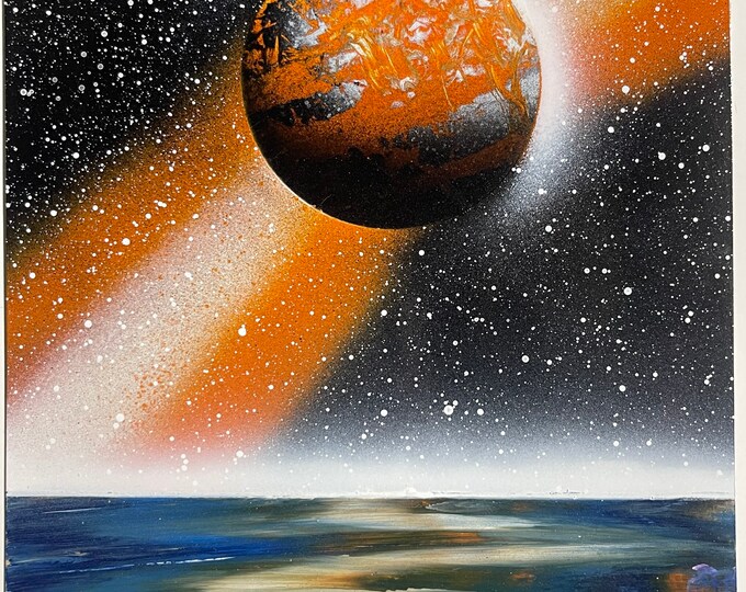 Orange Moon Over Water - Etsy