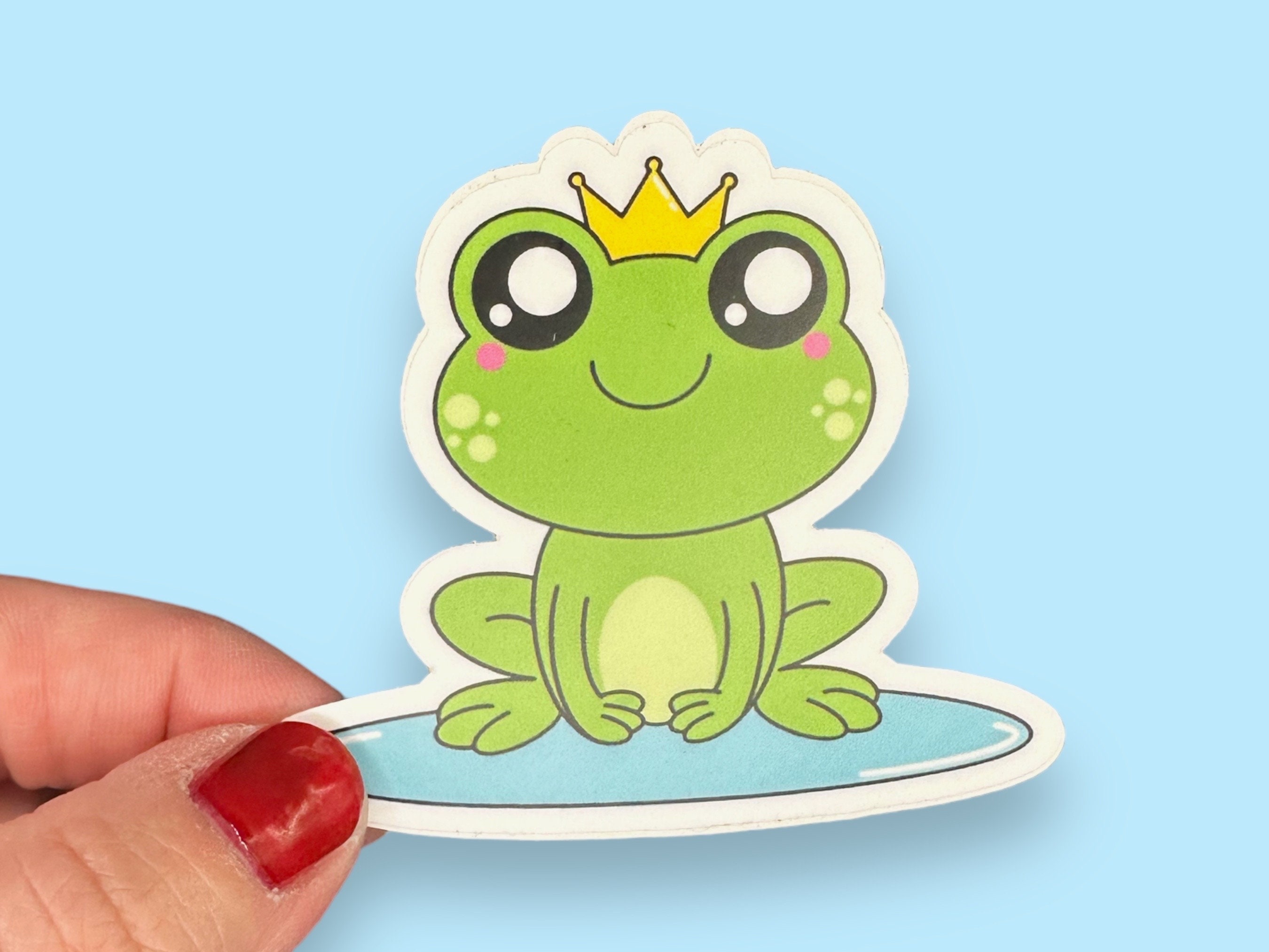 Kawaii Frog Prince Waterproof Sticker, Fun Decal - Etsy