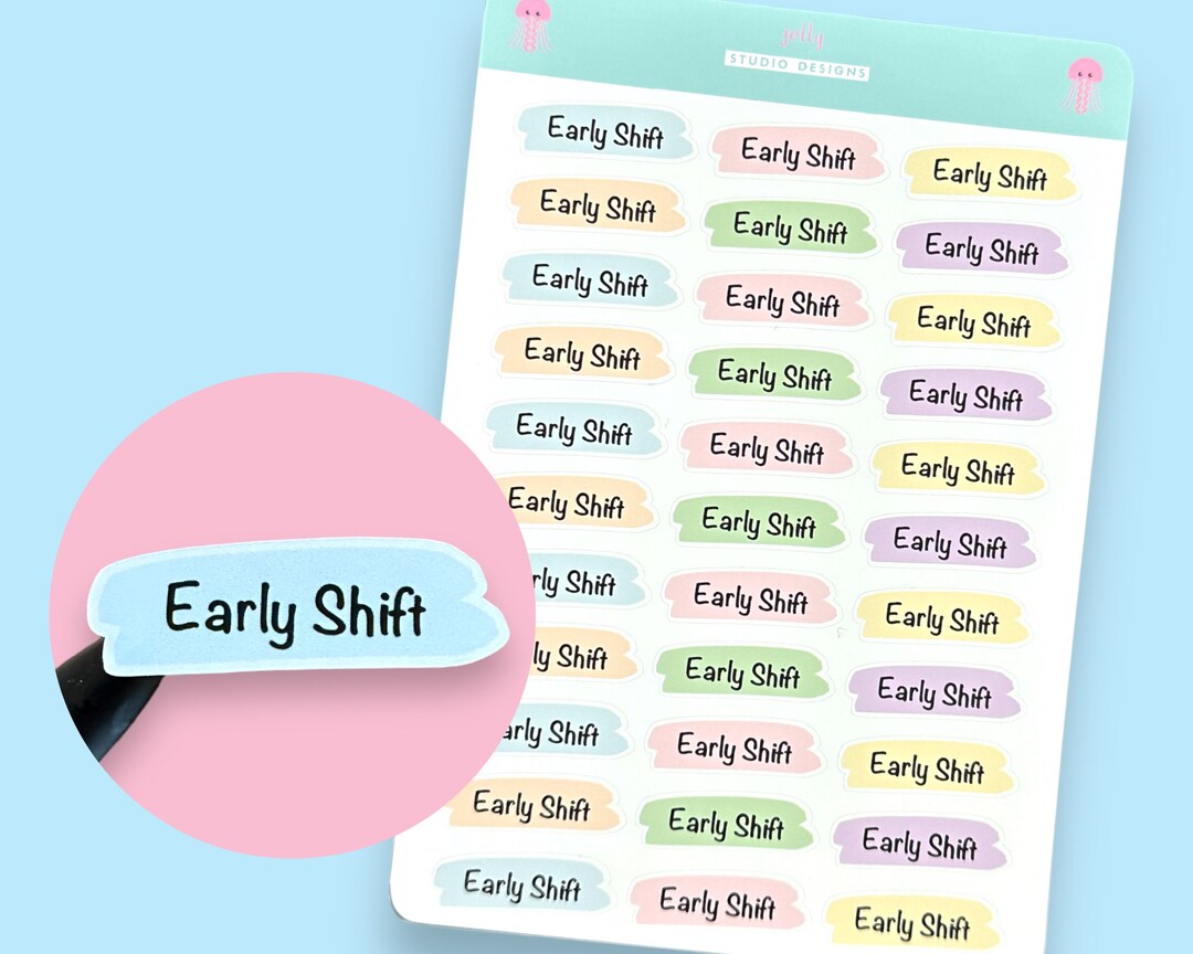 Early Shift Pastel Brush Strokes Planner Sticker Sheet - Etsy
