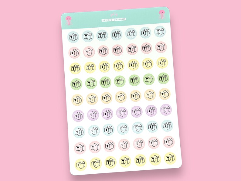 Pastel Teams Meeting Icon Planner Stickers, 63 Stickers per Sheet - Etsy