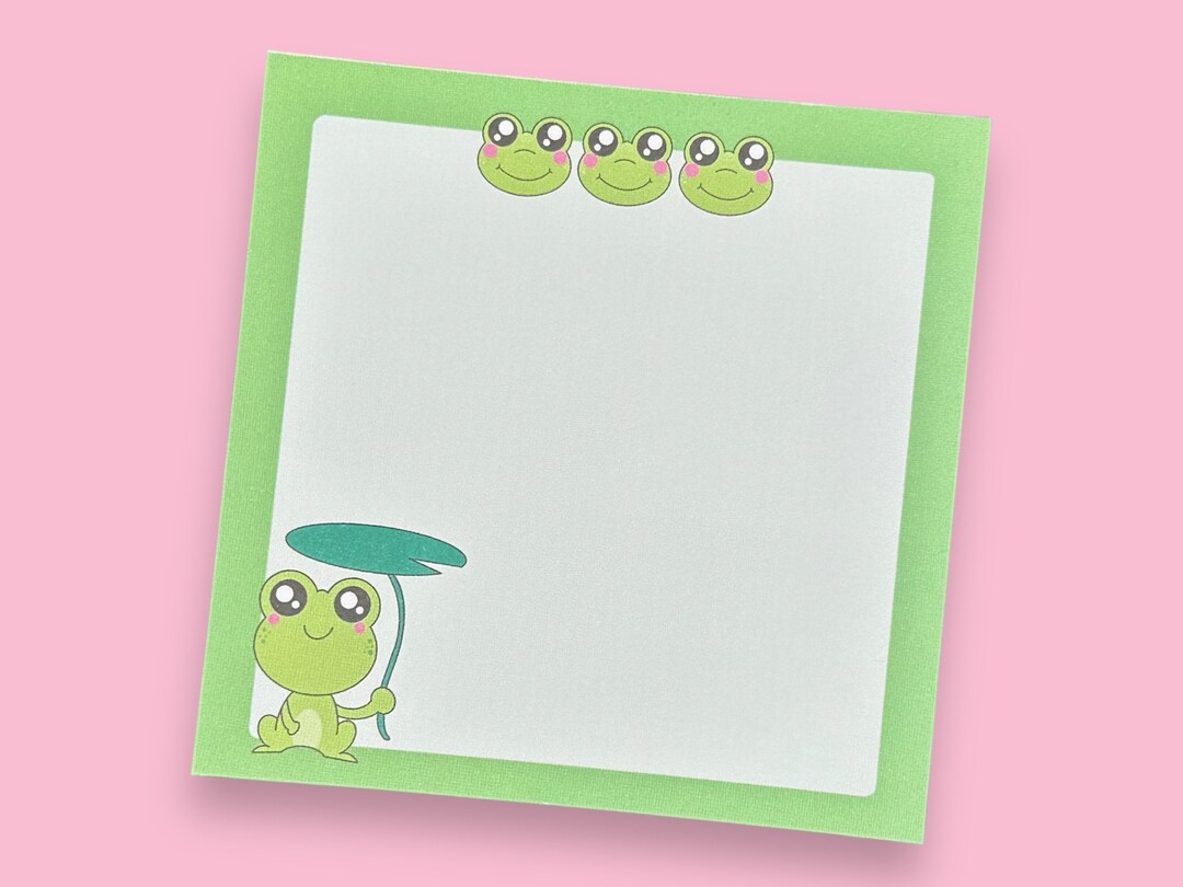 Cute Frog With Lily Pad Umbrella, Square Notepad, 50 Sheet Green ...
