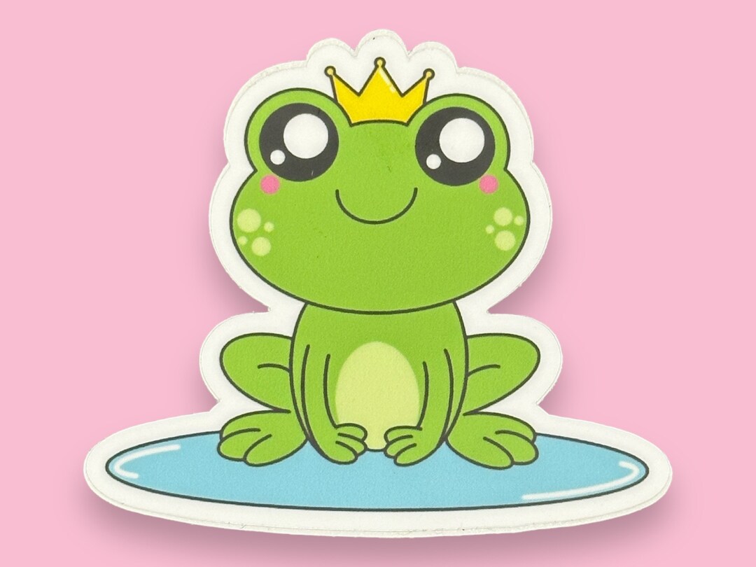 Kawaii Frog Prince Waterproof Sticker, Fun Decal - Etsy