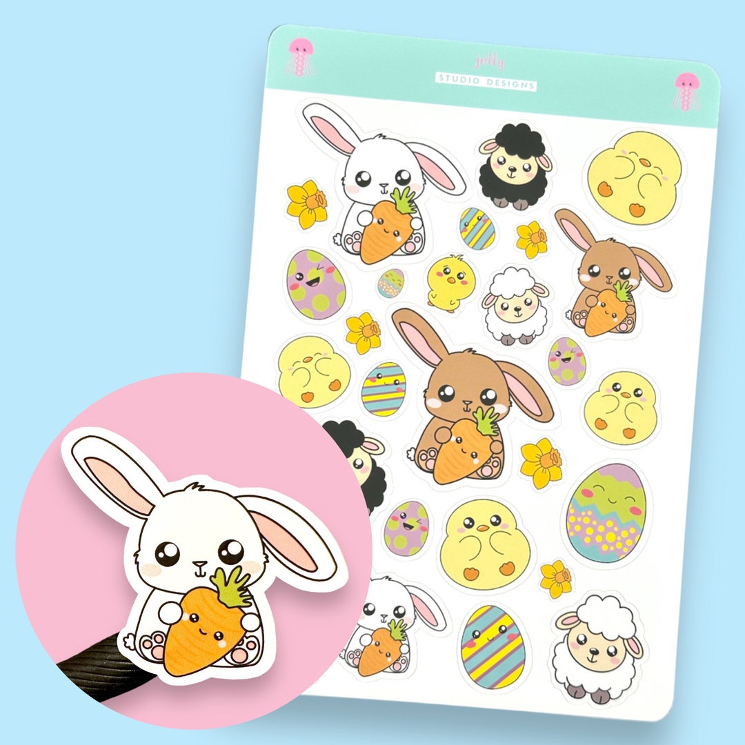 Cute Easter Characters Sticker Sheet - Etsy