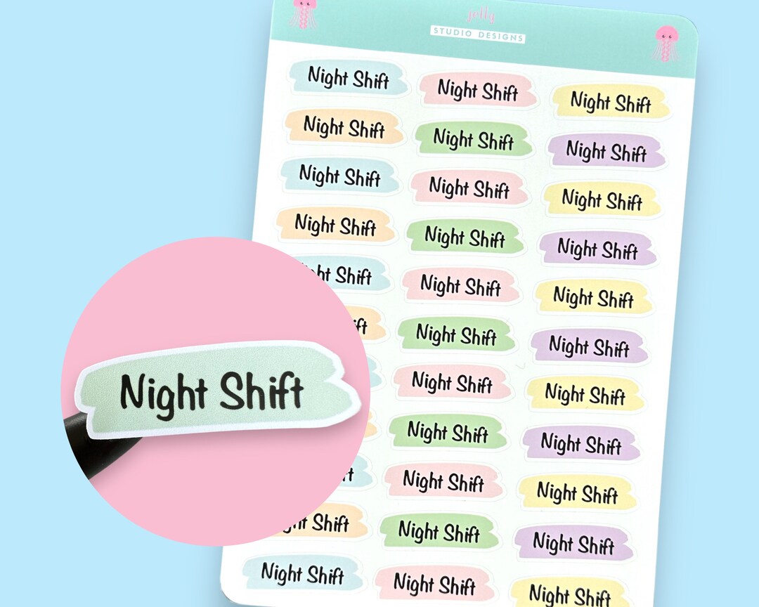 Night Shift Pastel Brush Strokes Planner Sticker Sheet, Nurse Planner ...
