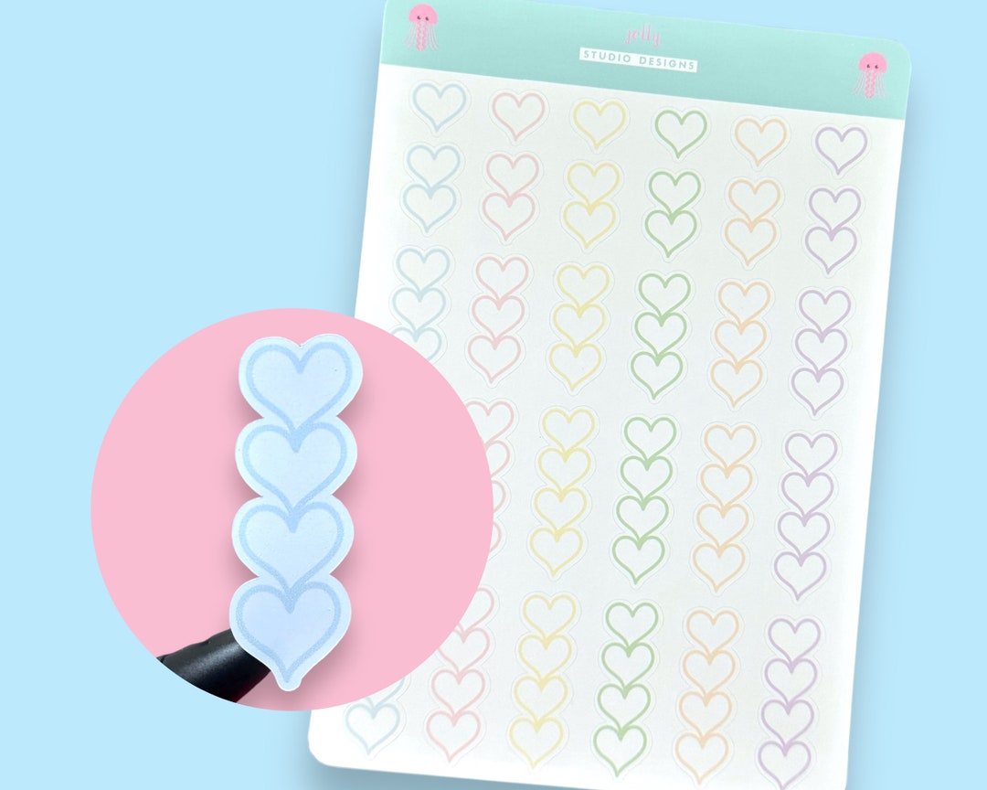Large Pastel Heart Checkbox Planner Sticker Sheet - Etsy