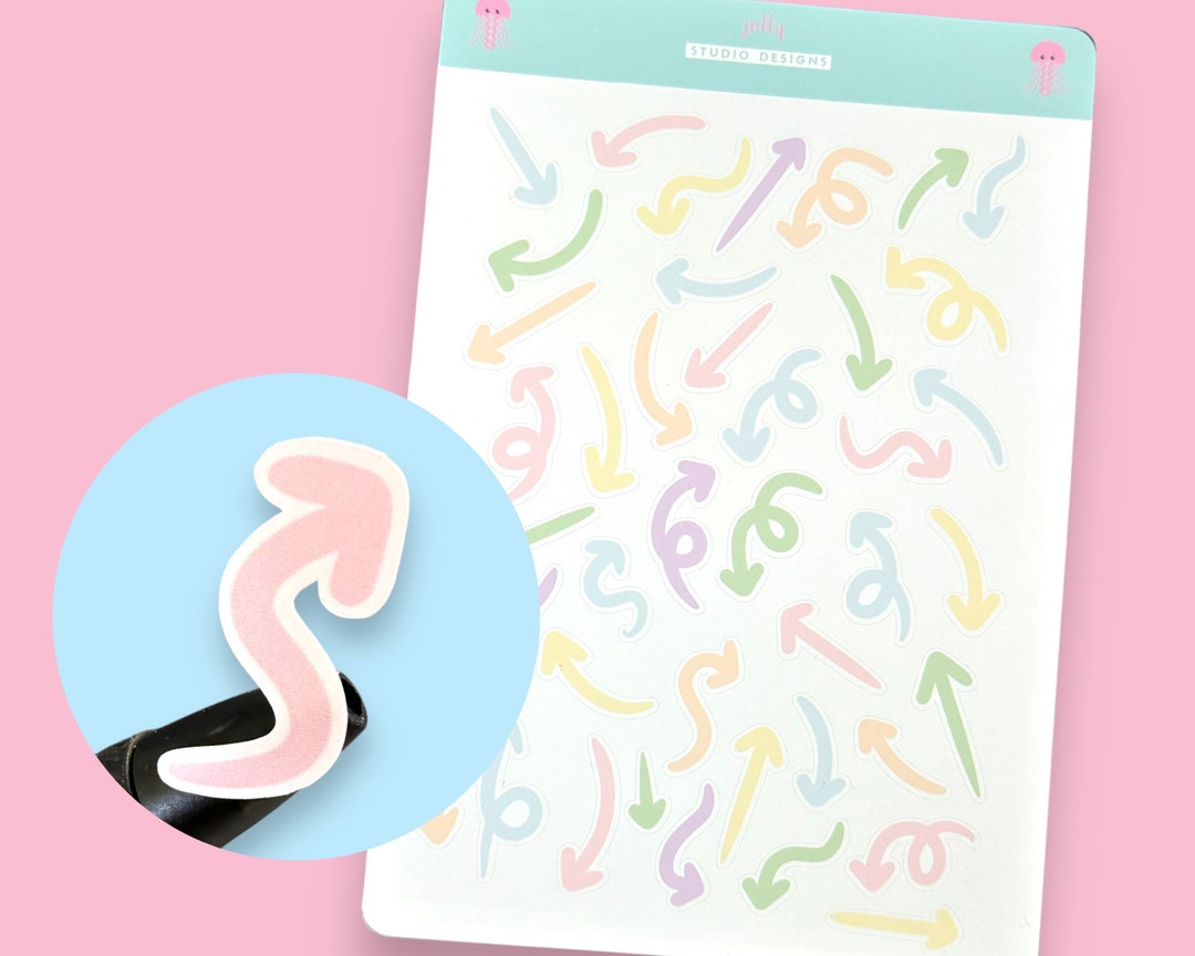 Pastel Squiggly Arrows Planner Sticker Sheet - Etsy