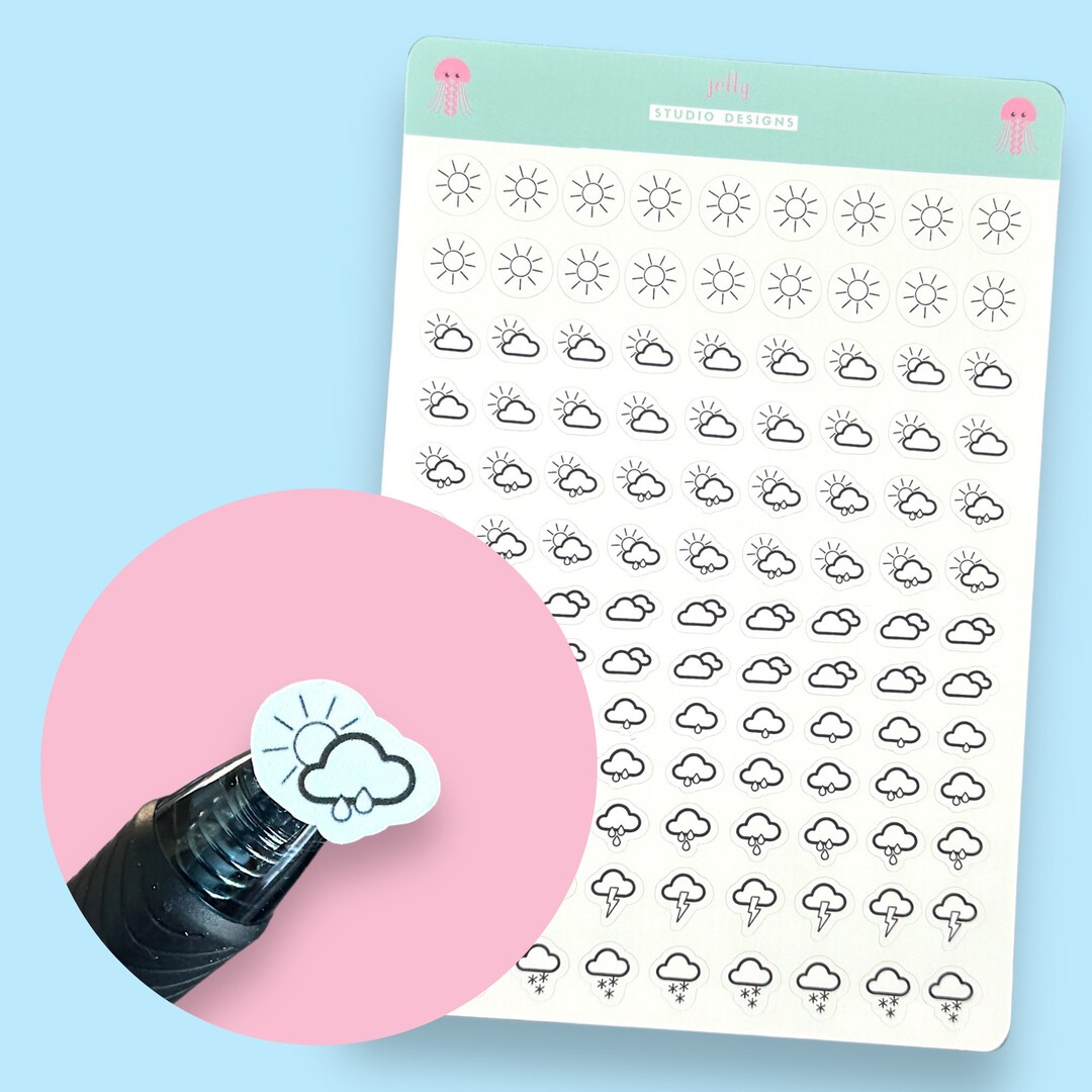 Simple Mixed Weather Mini Icon Planner Stickers, 117 Stickers per Sheet ...
