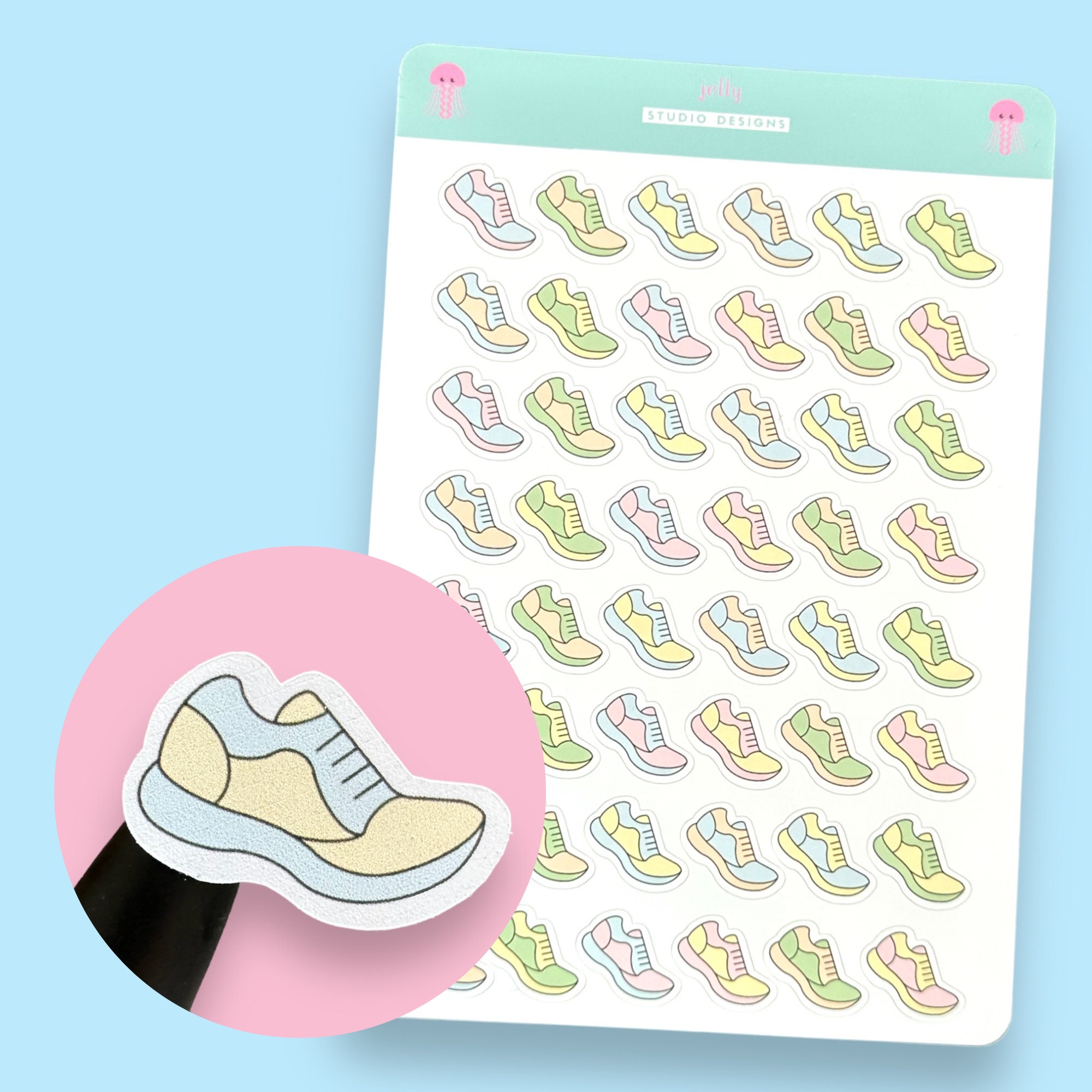 Daily Fitness Habit Tracker Planner Sticker Sheet, Pastel Step Count ...