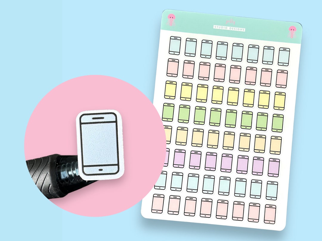Pastel Phone Icon Planner Stickers, 64 Stickers per Sheet - Etsy